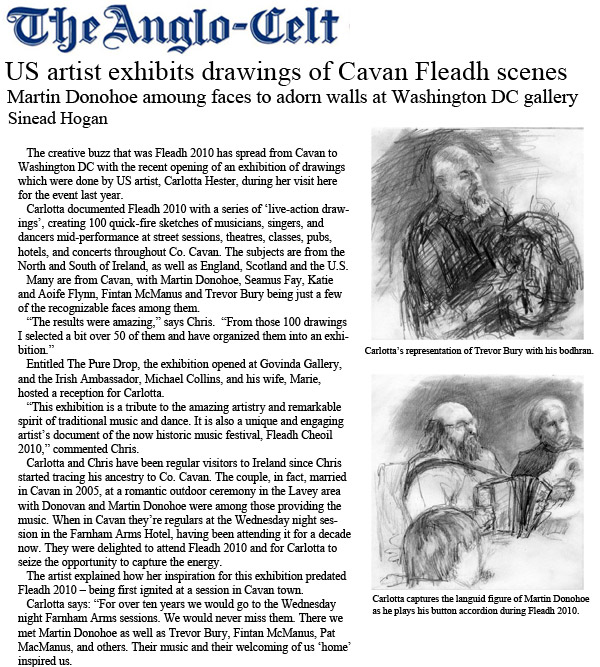 “U.S. Artist Exhibits Drawings of Cavan Fleadh Scenes” – Govinda Gallery